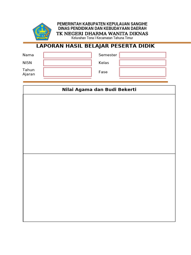 Buku Rapor Isi Kosong | PDF