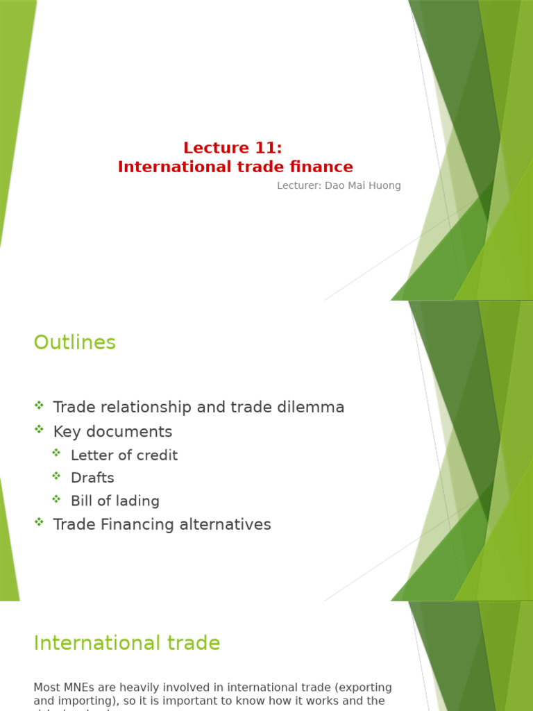 IFI Lecture 11 International Trade Finance | PDF | Letter Of Credit | Banks
