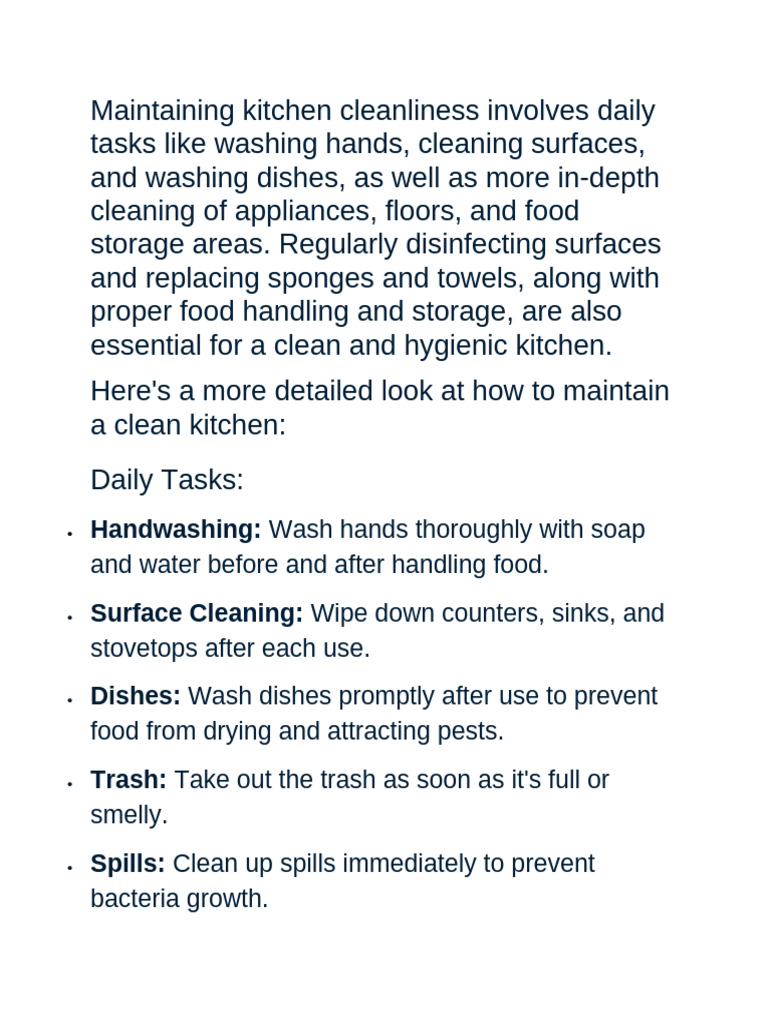 Kitchen Hygiene Maintenance Guide | PDF