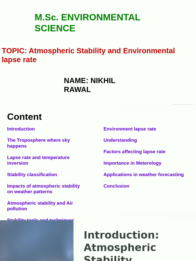 Atmospheric Stability and Lapse Rate Insights | PDF | Troposphere ...