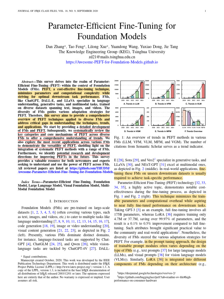 Peft综述 Parameter-Efficient Fine-Tuning for Foundation Models | PDF | Applied Mathematics | Learning