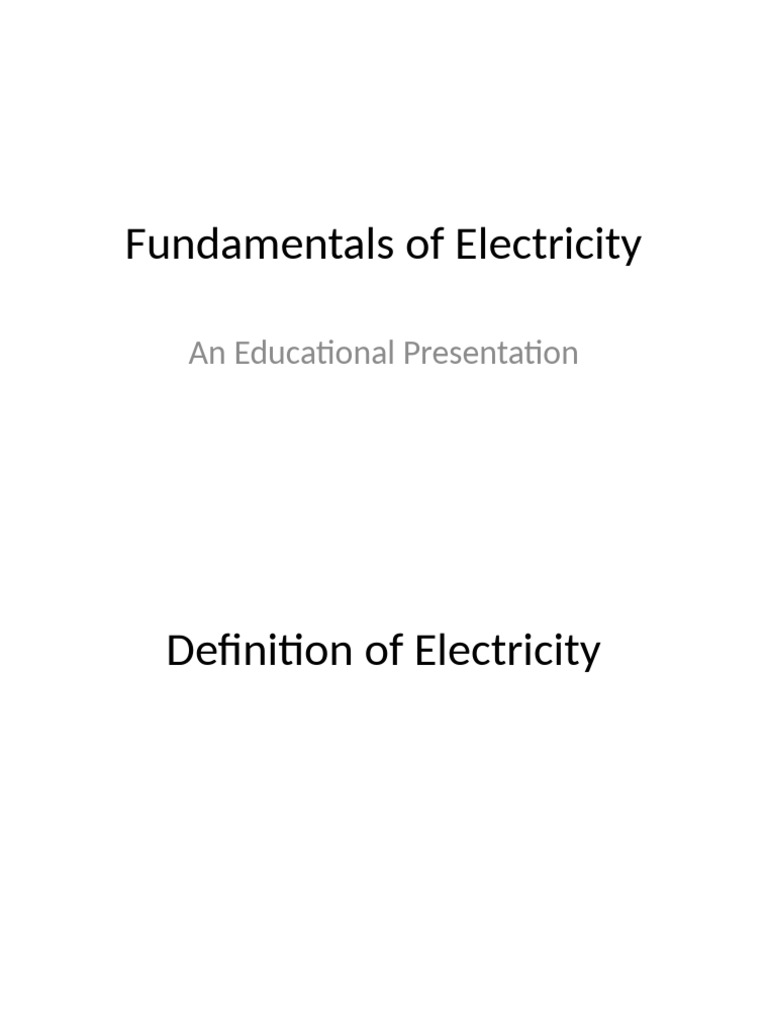 Basics of Electricity Explained | PDF