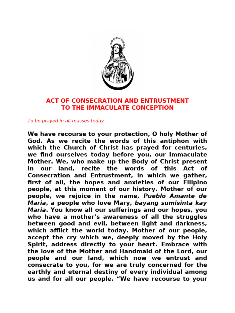Act of Consecration and Entrustment | PDF