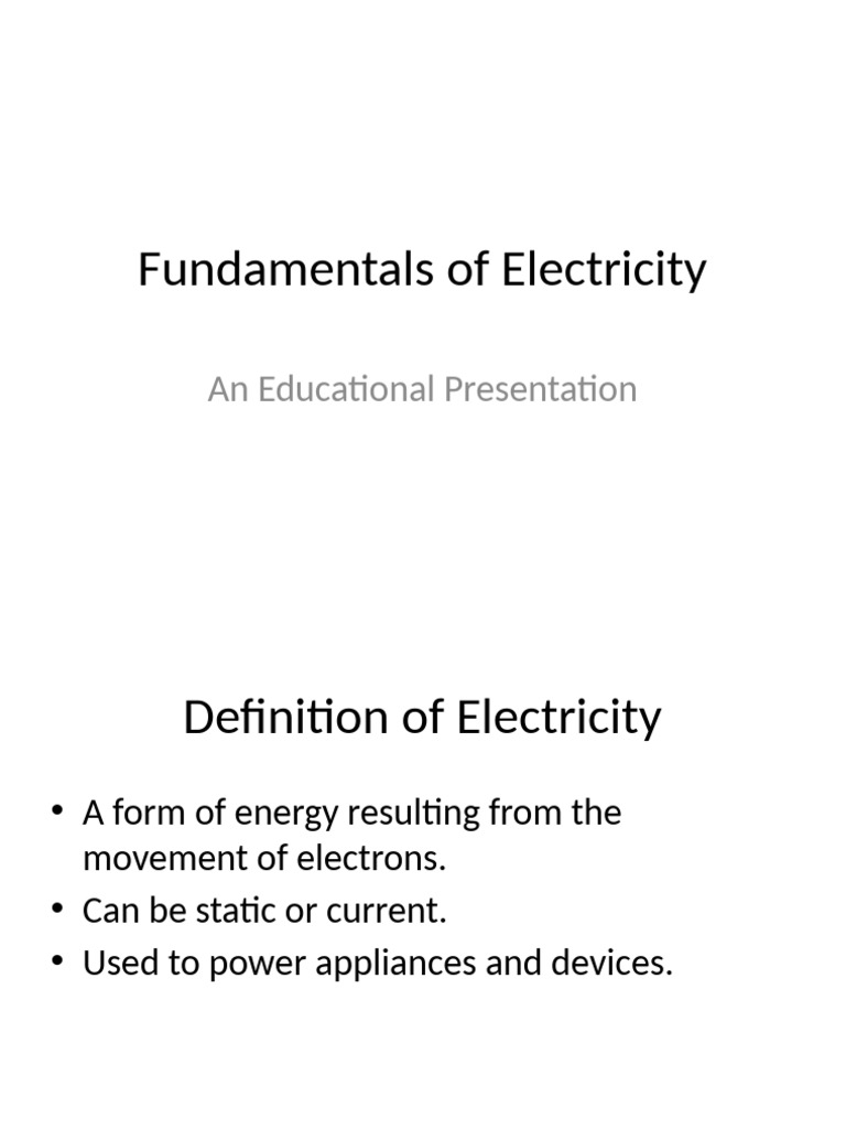 Fundamentals of Electricity Detailed | PDF