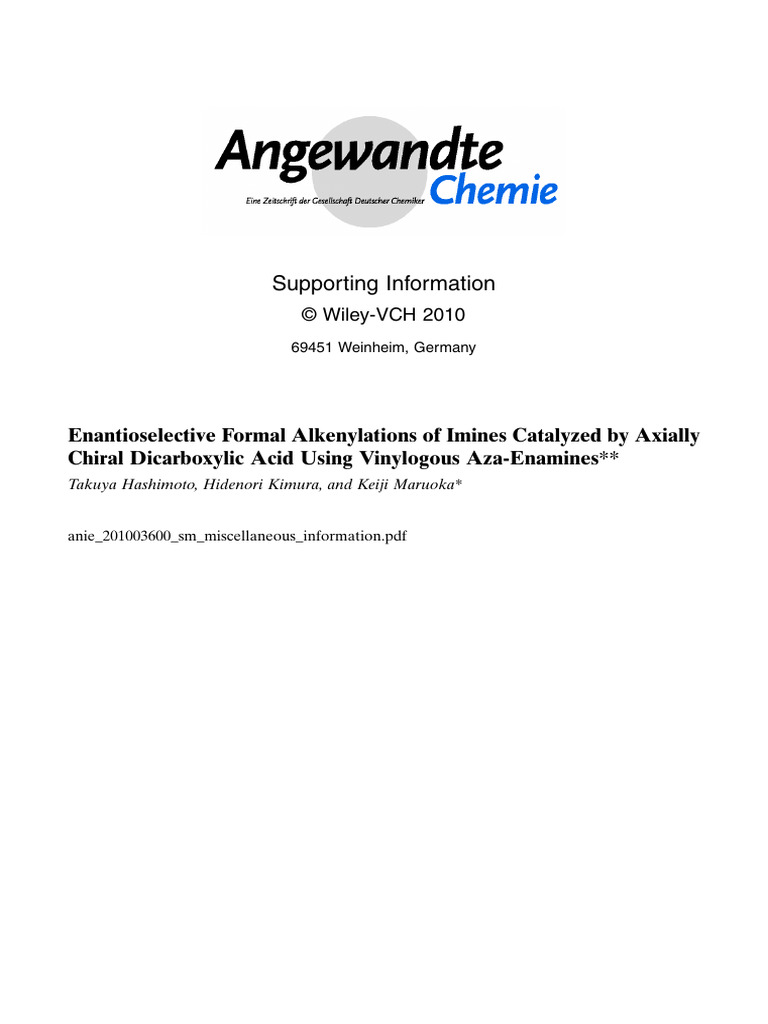 Maruoka Azaenamine to Imine Supporting | PDF | High Performance Liquid Chromatography ...