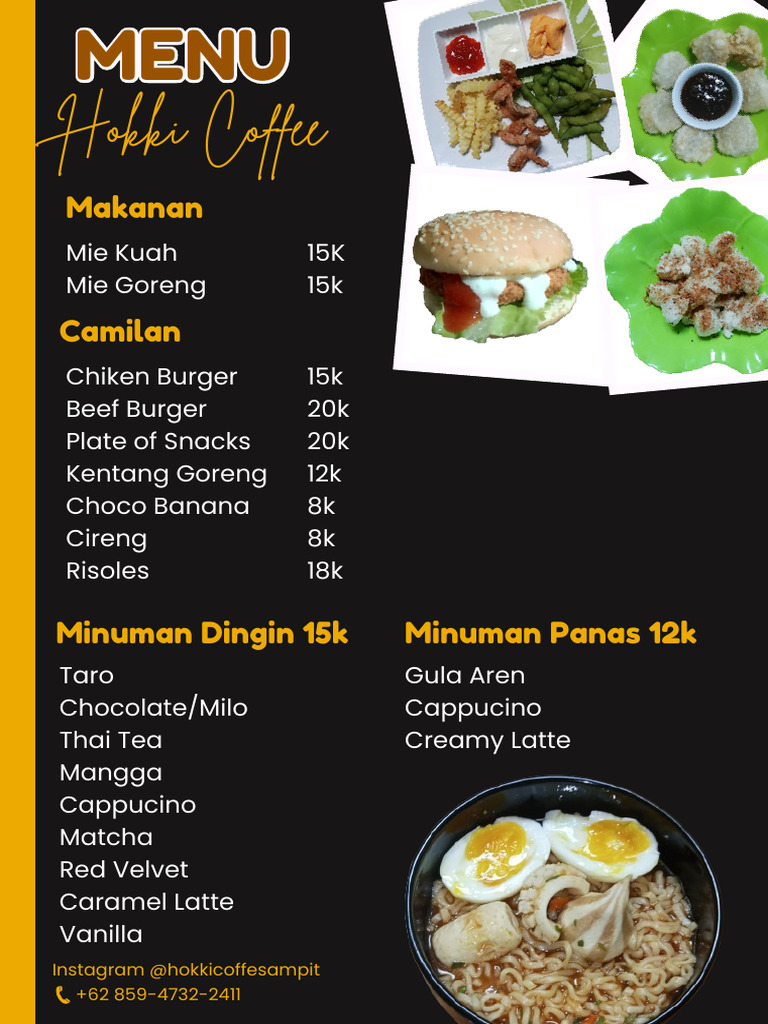 Hitam Kuning Elegan Menu Kedai Mie Dan Camilan-2 | PDF