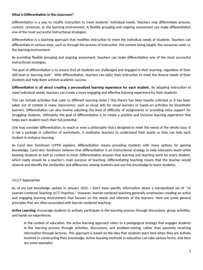 Understanding Classroom Differentiation | PDF | Motivational | Motivation