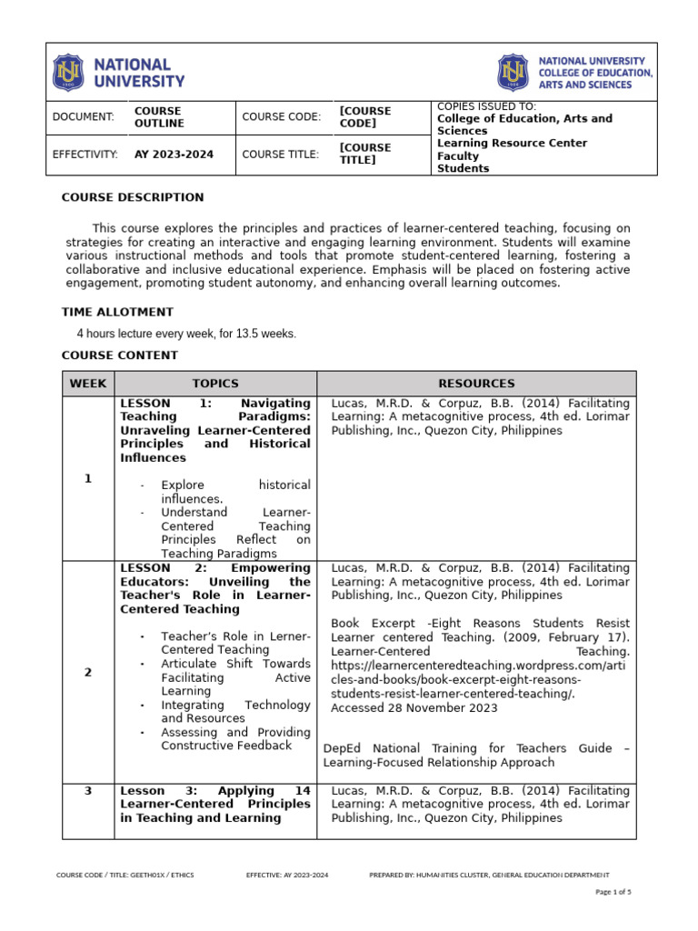Facilitating Learner-Centered Teaching | PDF | Instructional Design | Teachers