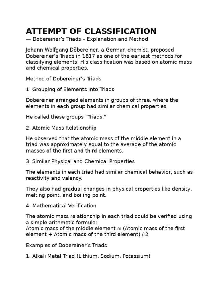 Attempt of Classification | PDF | Periodic Table | Chemical Elements