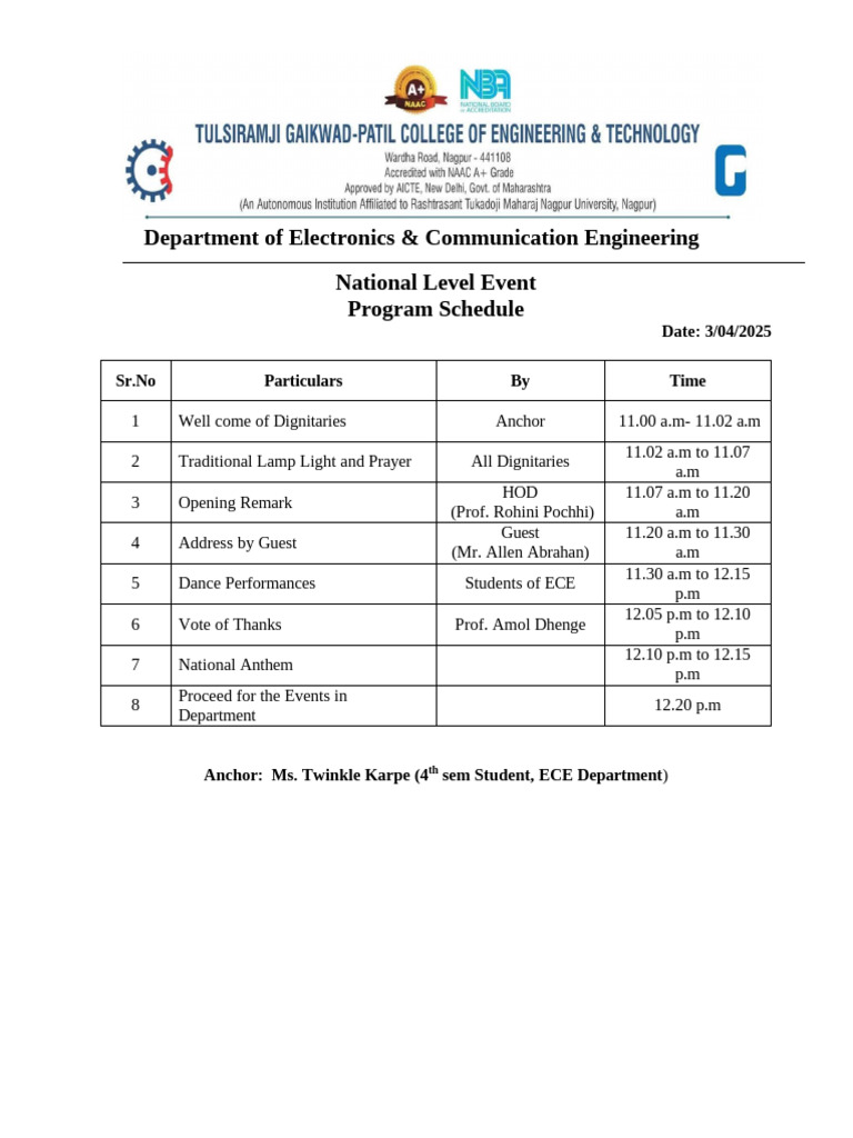 ECE National Event Program Schedule | PDF