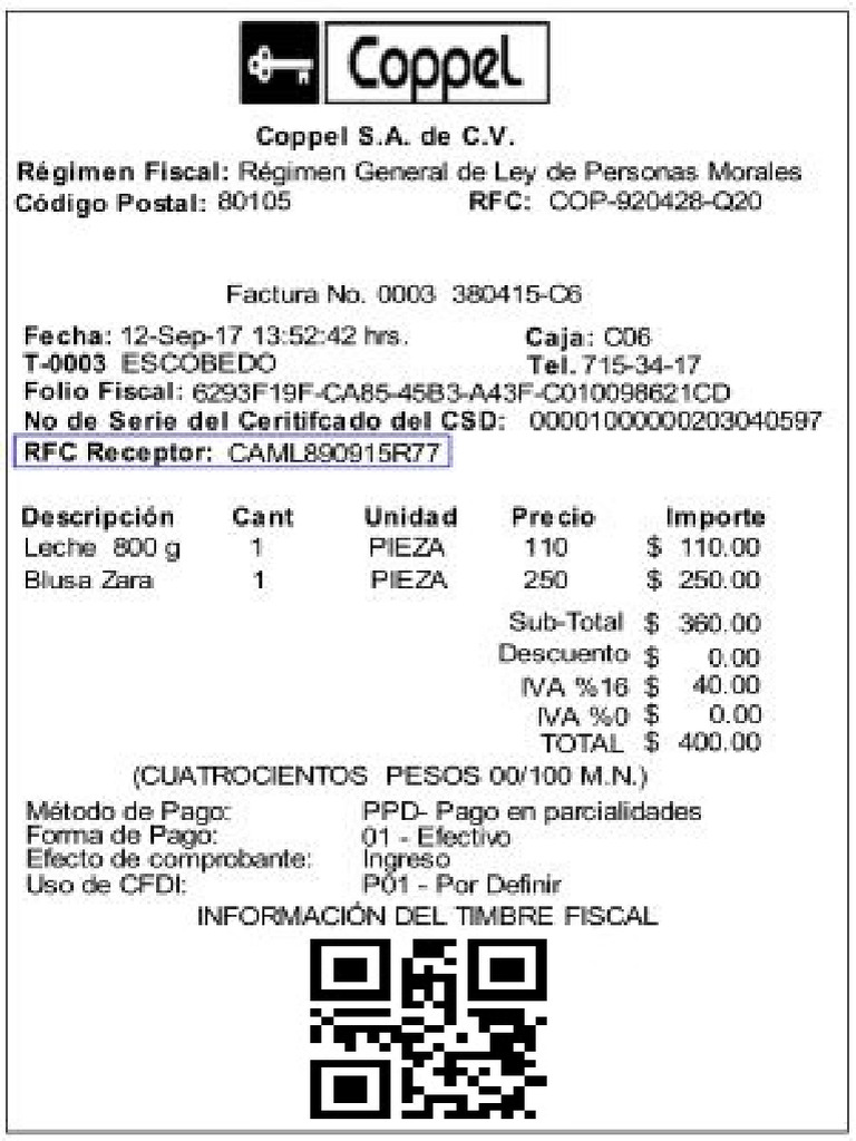 Factura Coppel | PDF