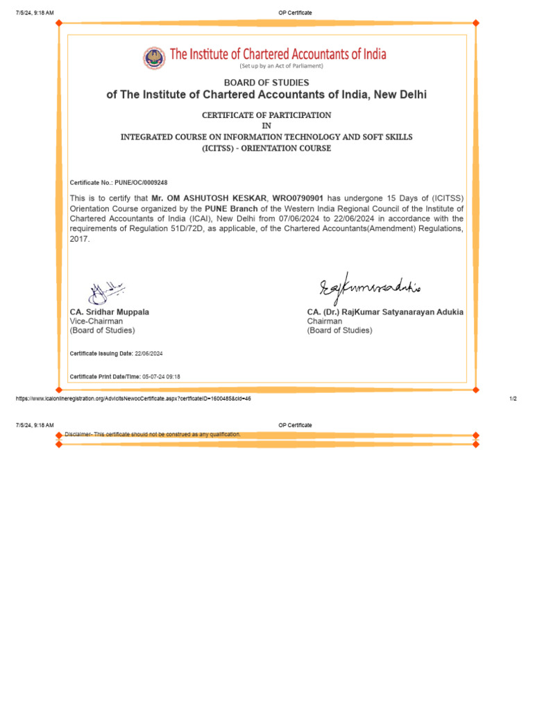 OP Certificate | PDF