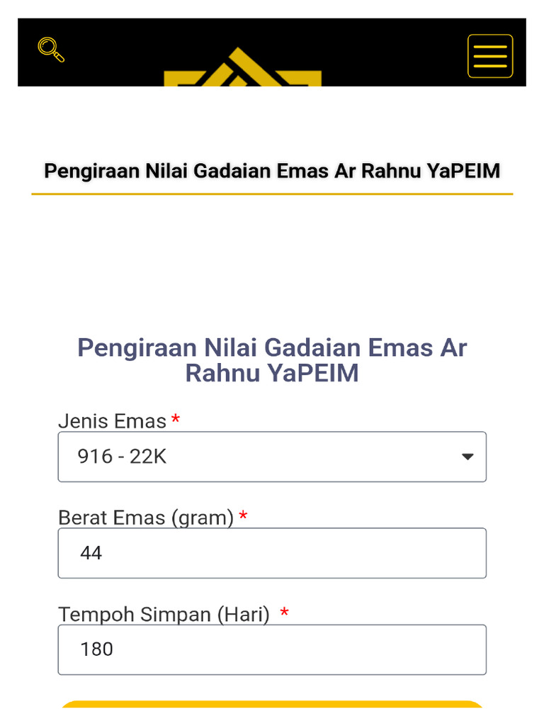 Pengiraan Nilai Gadaian Emas Ar Rahnu YaPEIM | PDF