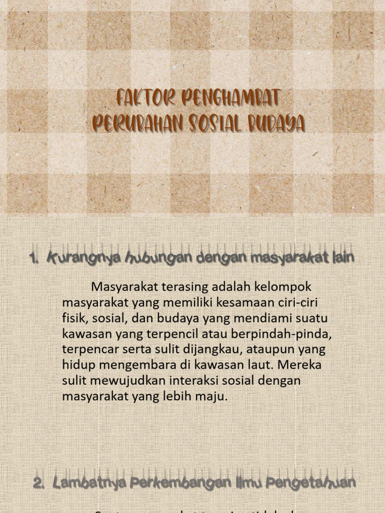 Penghambat Perubahan Sosial Budaya | PDF