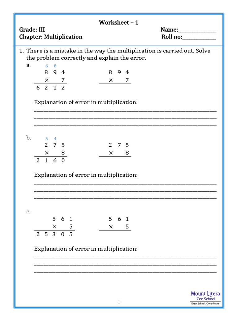 Topic III G3 - Ch4 - Multiplication - TeacherPrintable - 1 | PDF