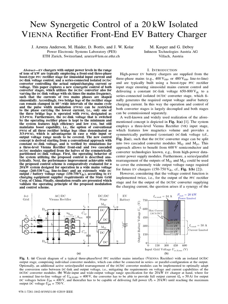 2019 Kolar New Synergetic Control of A 20kW Isolated VIENNA Rectifier Front-End EV Battery ...
