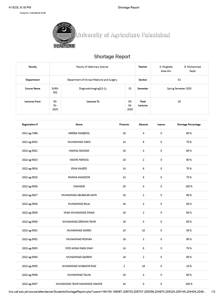 E1 Practical Shortage Report | PDF