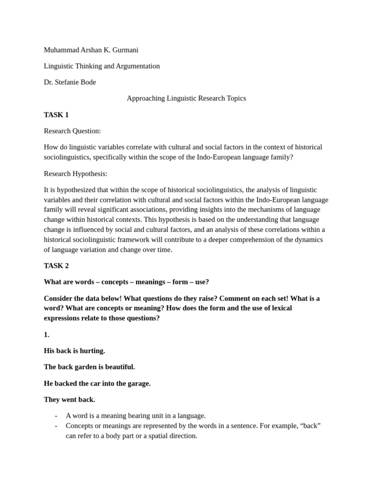 Approaching Linguistic Research Topics | PDF | Language Acquisition ...