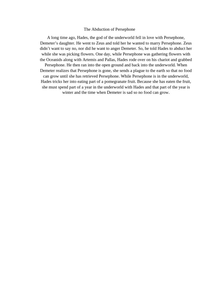 Abduction of Persephone | PDF