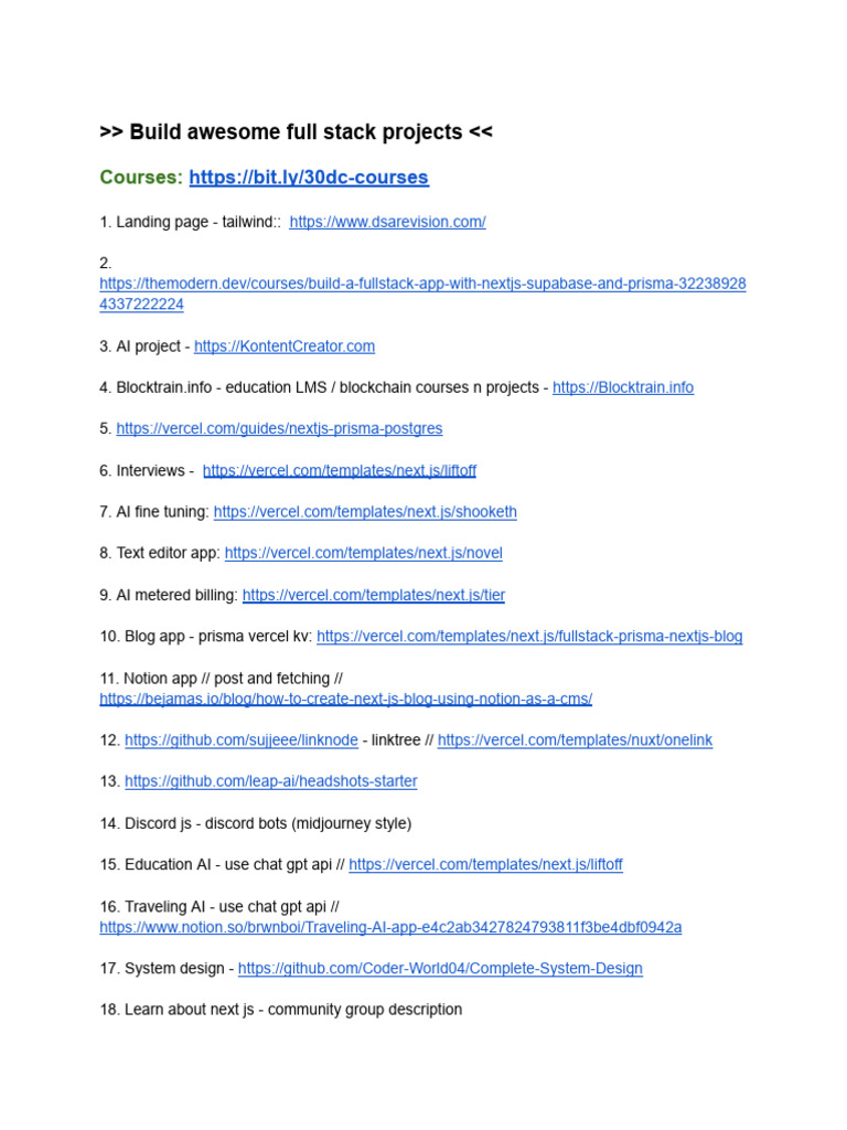 50 Full Stack Projects and Ideas | PDF