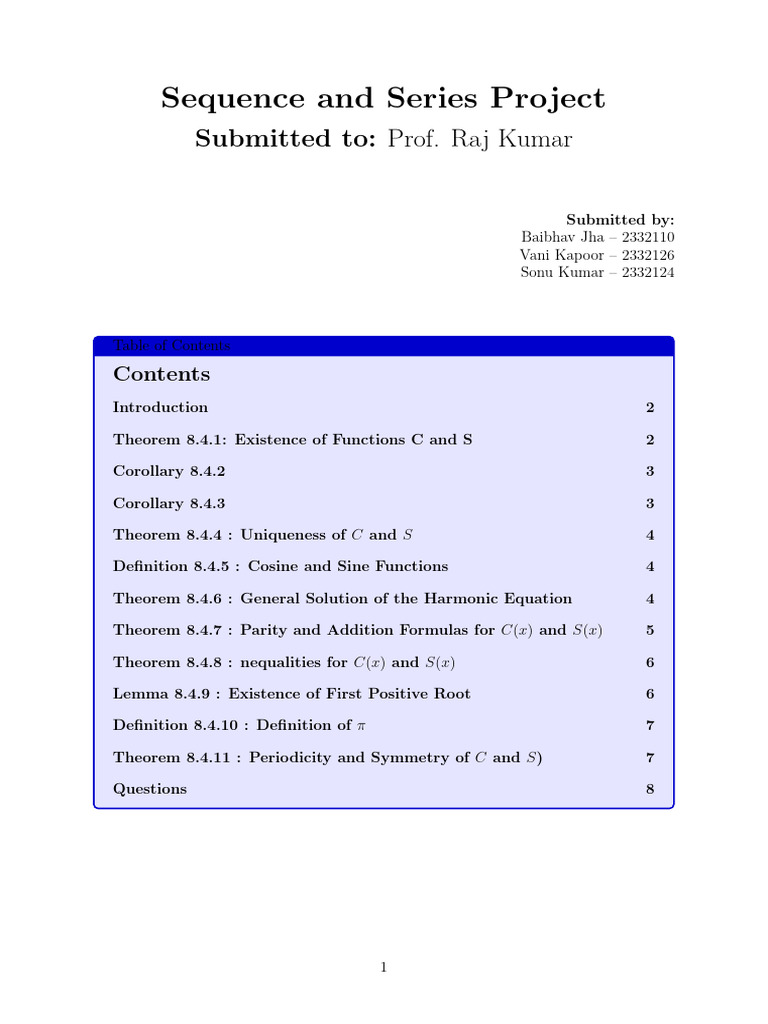 Seq and Series Project | PDF | Trigonometric Functions | Algebra