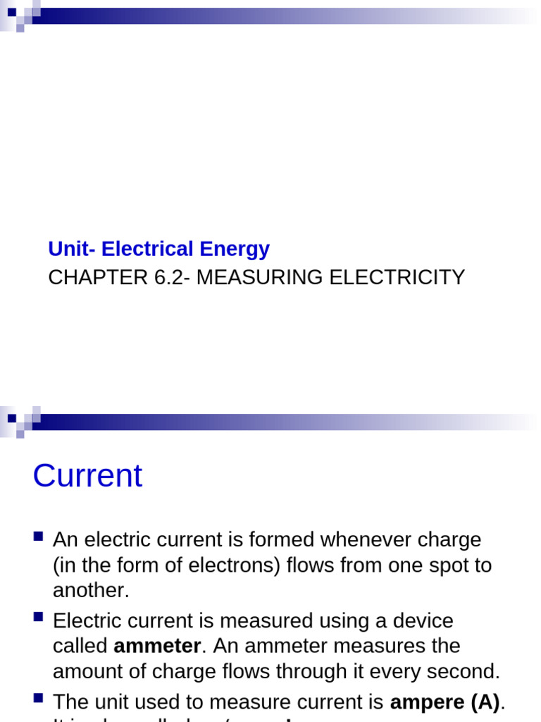 6.2 Measuring Electricity | PDF | Electrical Conductor | Voltage