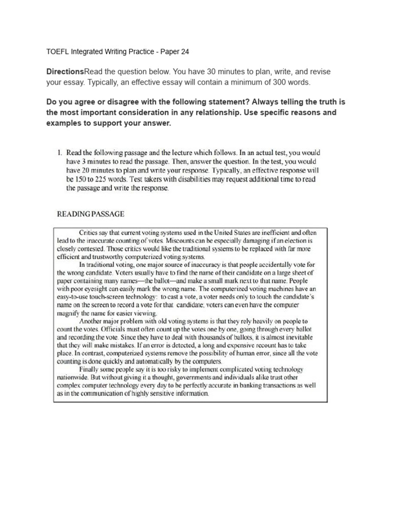 8 TOEFL Integrated Writing Practice | PDF