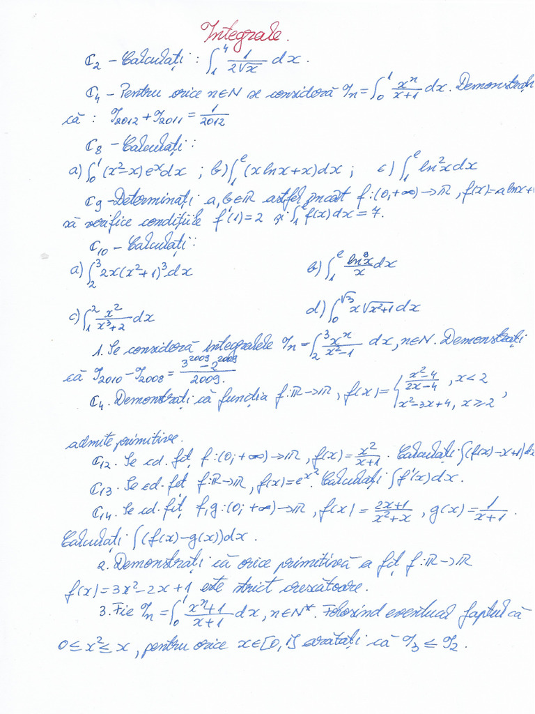 Exercitii INTEGRALE 12 2022 | PDF