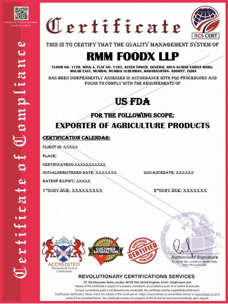Us Fda - RMM Foodx LLP | PDF