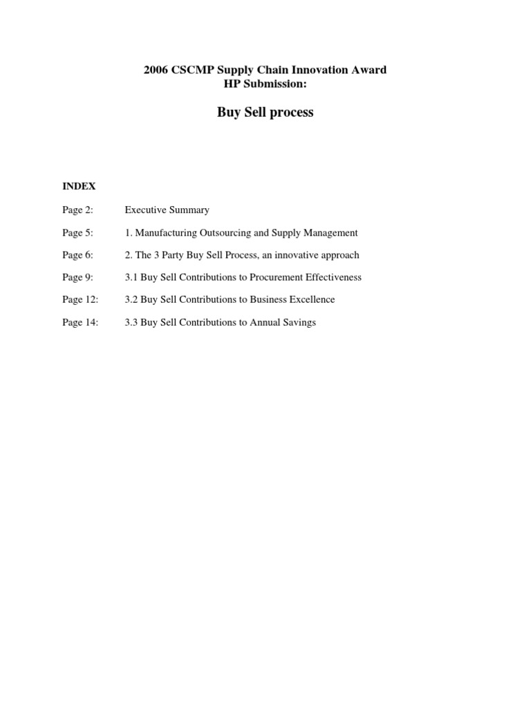 HPs Innovative Buy-Sell Process Manages Outsourcing Challenges | PDF ...