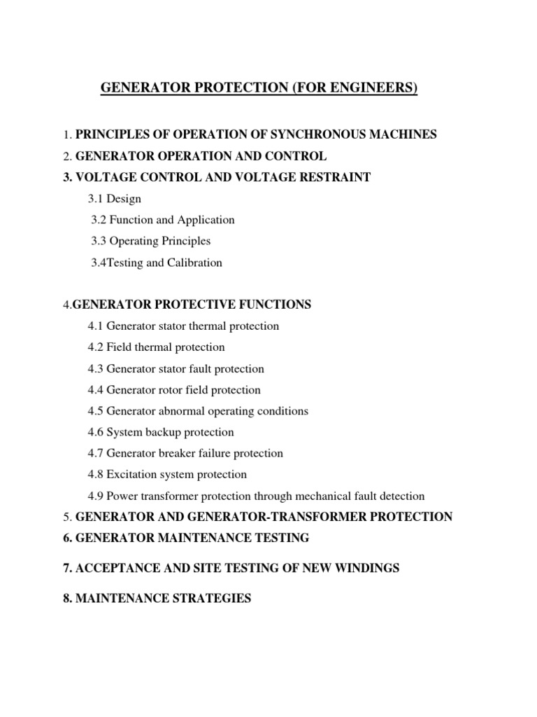 Generator Protection Overview for Engineers | PDF