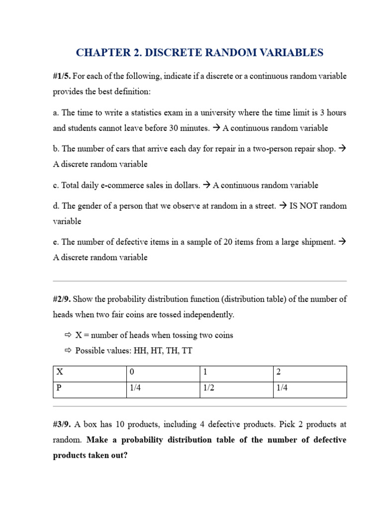 Probability and Statistics (Chapter 2) | PDF | Probability Distribution ...