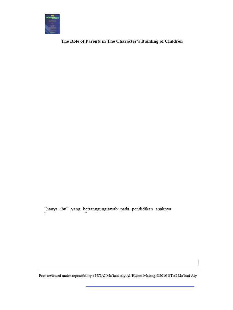 Peran Orang Tua dalam Pembentukan Karakter Anak (Perspektif Al-Quran dan Hadis) | PDF