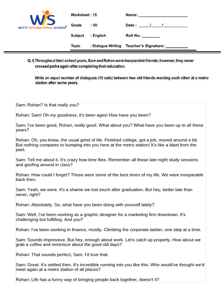 IGCSE Grade VII English WS 15 Anwser | PDF
