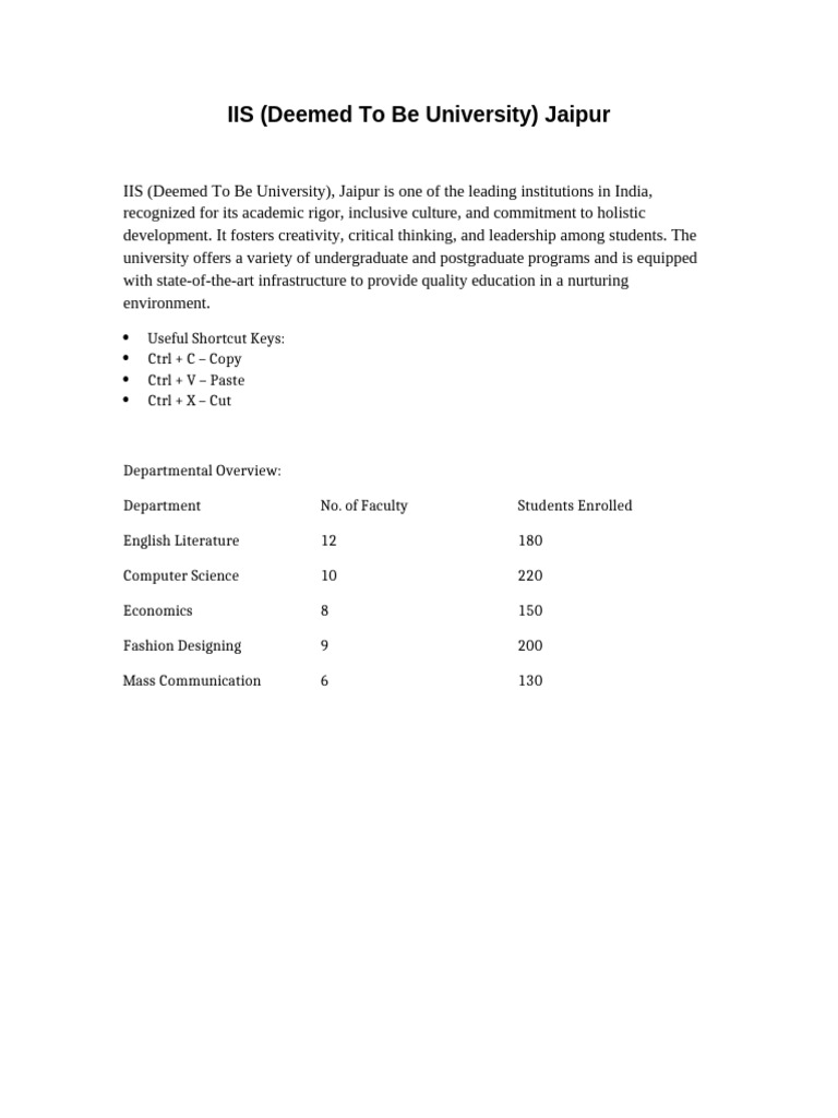 IIS Jaipur: Top Deemed University Overview | PDF