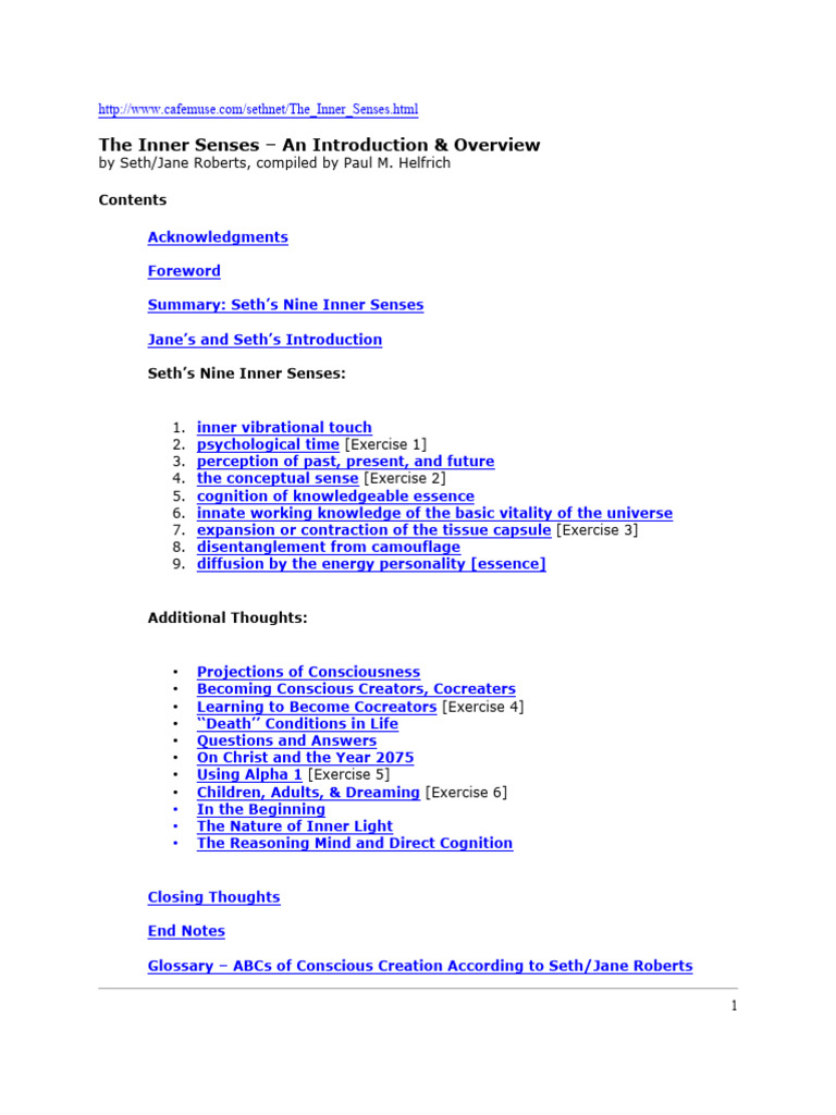 The Inner Senses | PDF | Experience | Senses