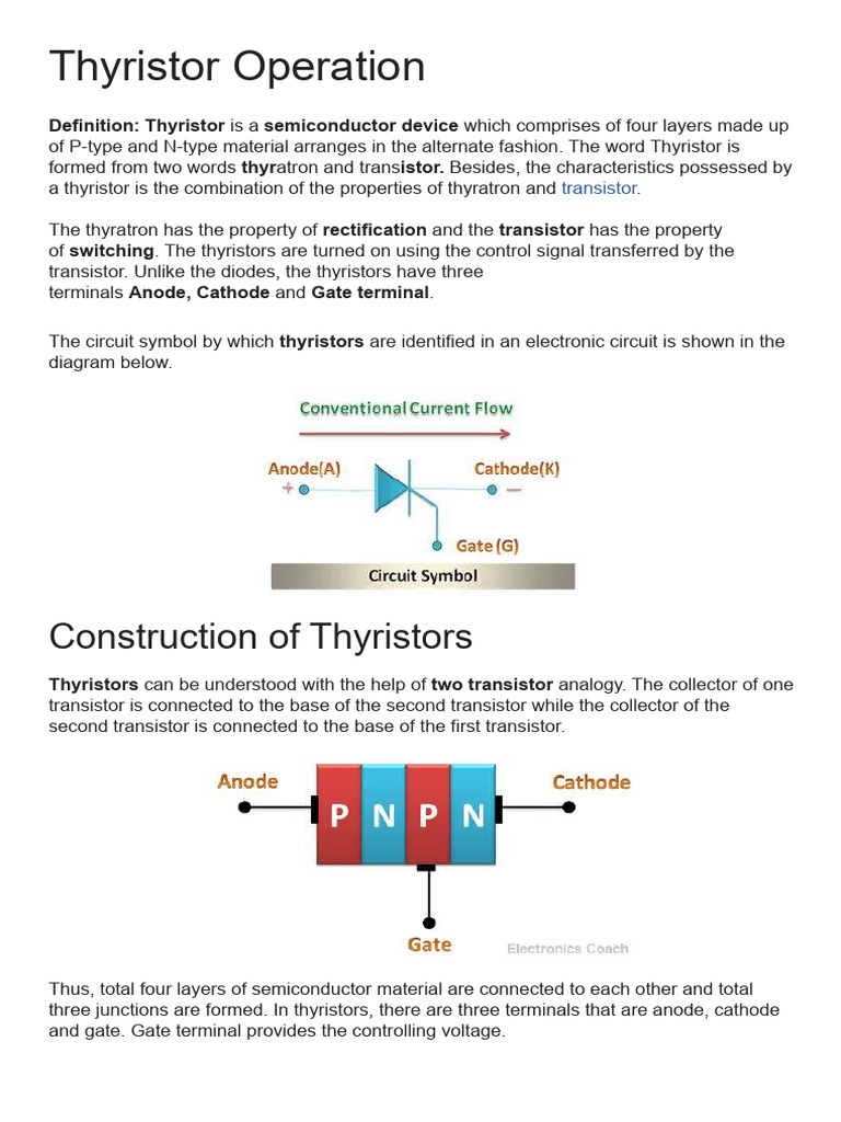 What is Thyristor Operation_ - Definition, Working and Applications ...
