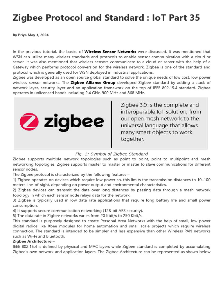 Zigbee Protocol and Standard - IoT Part 35 | PDF | Computer Network ...