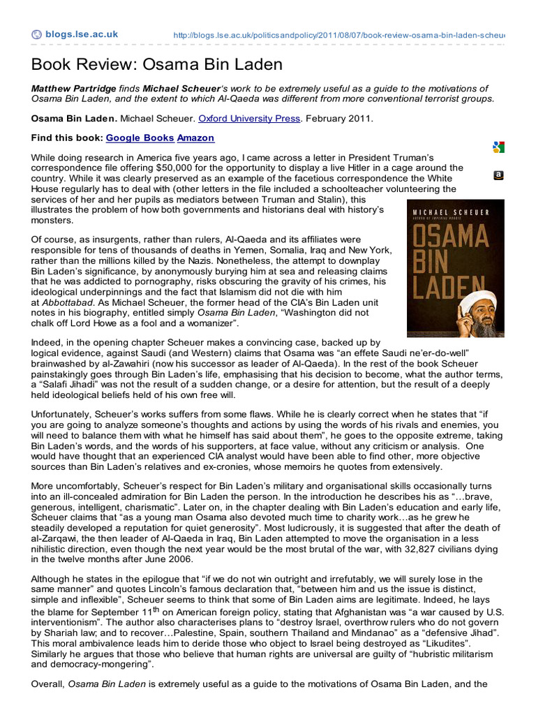 Blogs Lse Ac Uk-Book Review Osama Bin Laden | PDF | Osama Bin Laden ...
