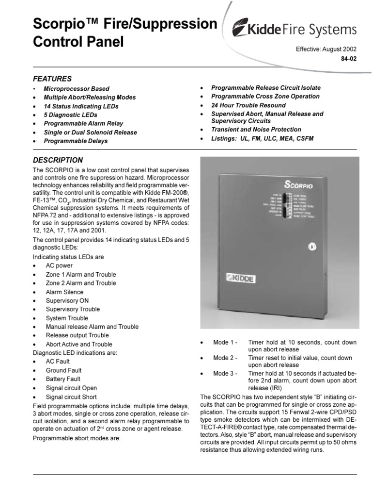 Fire-Suppression Control Panel (Scorpio) | PDF | Relay | Electronics