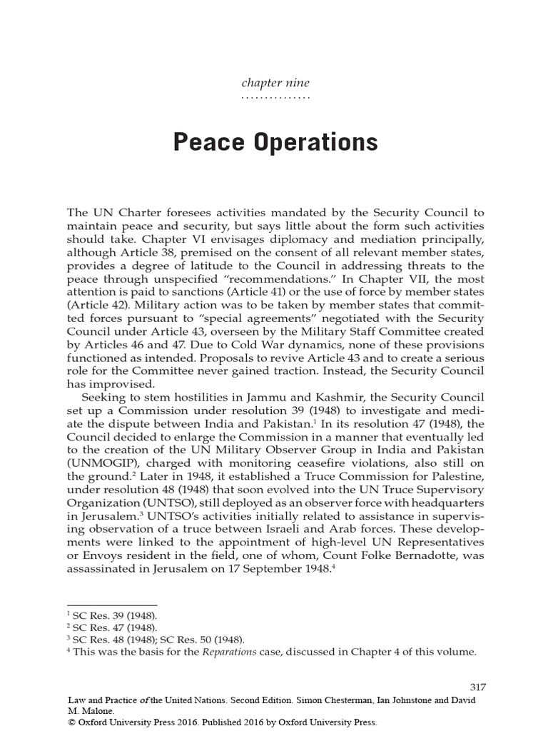 Chesterman Et Al.2016.peace Operations (CH 9 IN Law and Practice of The ...