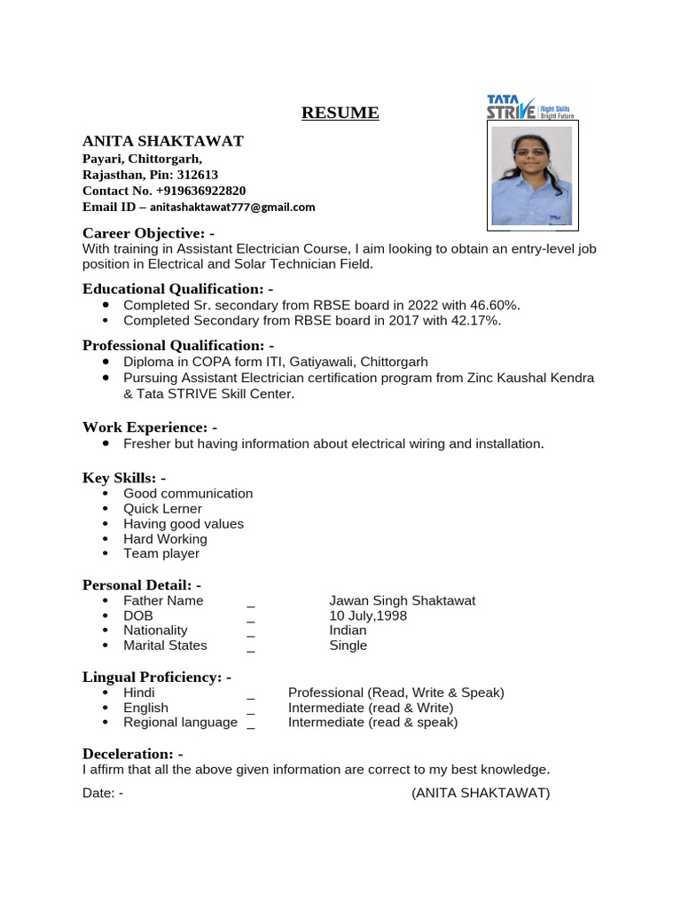 Anitaa Resume | PDF