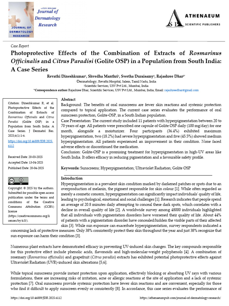 Photoprotective Effects of the Combination of Extracts of Rosmarinus ...
