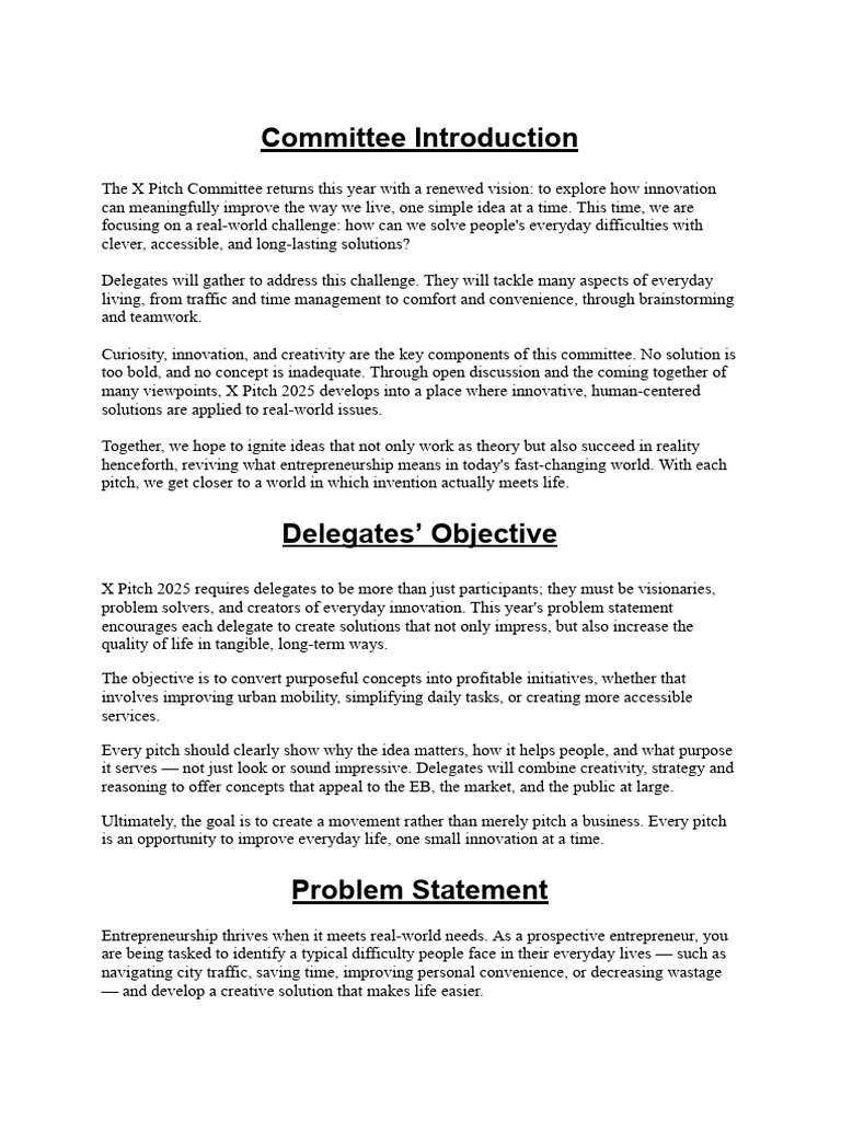 Yec 2025 - x Pitch (Background Guide) | PDF | Entrepreneurship | Creativity