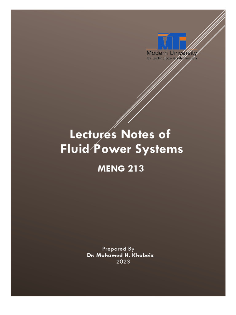 MENG 213 Fluid Power Systems | PDF | Viscosity | Fluid Dynamics