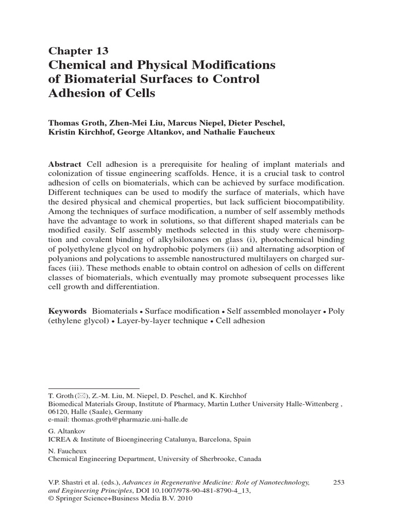Chemical and Physical Modifications of biomaterials | PDF | Self ...