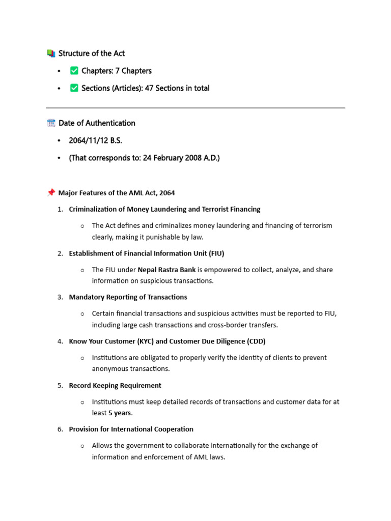 Overview of Nepal's AML Act 2064 | PDF | Money Laundering | Terrorism Financing