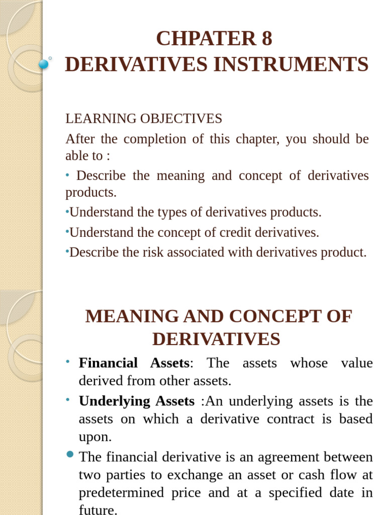 Chpater 8 Derivatives Instruments | PDF | Derivative (Finance) | Swap (Finance)