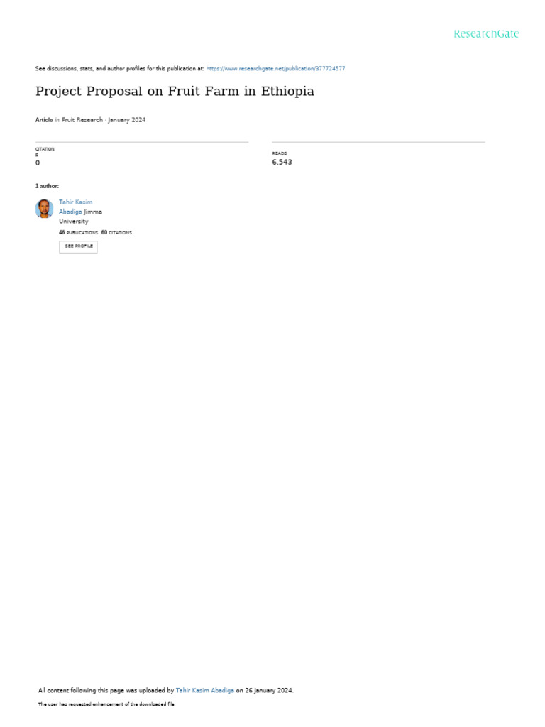 Fruit Production Project Proposal Ethiopia | PDF | Internal Rate Of ...
