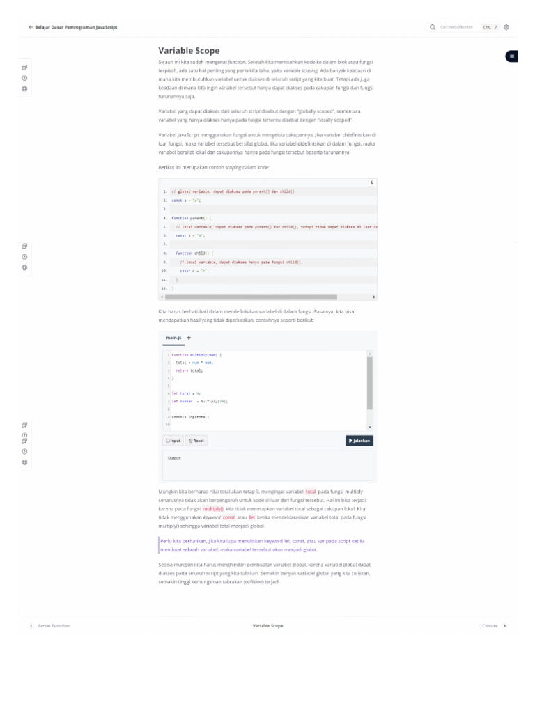 Variable Scope (Dicoding) - ScreenCapture | PDF